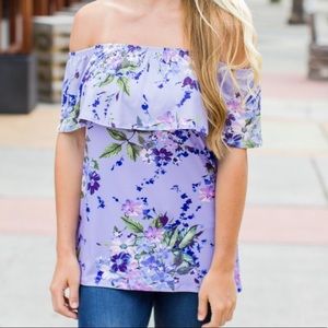 SwankStyles | Tops | Violet Floral Off Shoulder Top | Poshmark